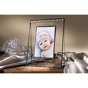 Baby Picture Frame Personalized Gift for New Mom and Dad 4x6 Photo Engraved Glass Keepsake Nursery Décor Pic 319 EP558 (4x6 vertical)