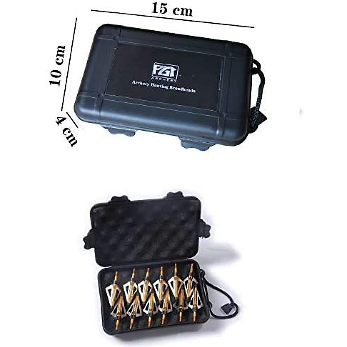 PG1ARCHERY 12 Pack 3 Fixed Blade Archery Hunting Broadheads 100 Grain with Case Arrow Head Screw-in Tips for Compound Bow & Crossbow (Golden)