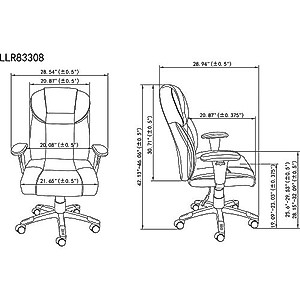 Lorell Leather High-Back Executive Chair with Seat and Back Independant Synchronized Tilt