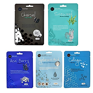 Celavi Essence Facial Sheet Face Mask Variety Set (17-Packs) Classic Korean Skincare