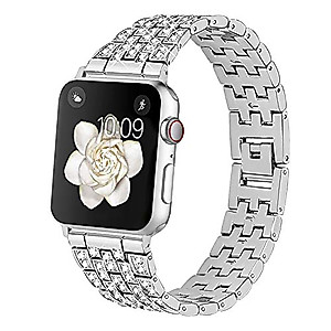 Dsytom Bing Band Compatible with Apple Watch Band 38mm 40mm 41mm,Jewelry Replacement Metal Wristband Strap for iWatch Band Series Ultra 2 9/8/7/6/5/4/3/2/1/SE Ultra(Silver)