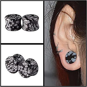 Qmcandy 10 Pairs Stone Ear Plugs Double Flare Saddle Stretching Gauges Expander 2G-5/8 (00g(10mm))