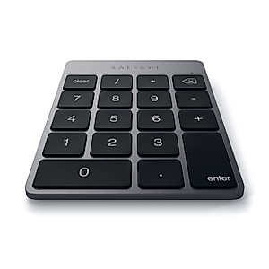 Satechi Slim Aluminum Bluetooth Wireless Keypad 18-Key Numpad Keyboard Extension – for iMac Pro, iMac, Mac Mini, MacBook Pro/Air, Windows, PC, Laptop and More - Space Gray