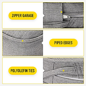 SUNROX Gel Memory Foam Chair Cushions, FadeShield Water-, Stain-Resistant Durable Reversible Seat Cushion Pads with Ties for Indoor/Outdoor Kitchen Dining Office, 17"x16", Set of 6, Heather Grey