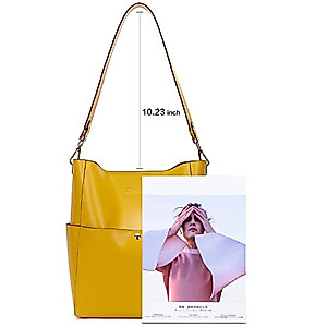 BOSTANTEN Women's Leather Designer Handbags Tote Purses Shoulder Bucket Bag Yellow