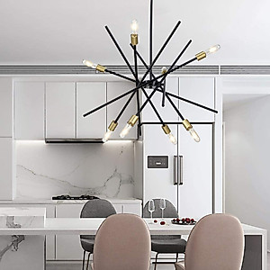 Sputnik Cedillo 8-Light Arm Adjustable Customize Size Chandelier Wrought Matte Black Antique Bronze Dining Room Settings or Entryways