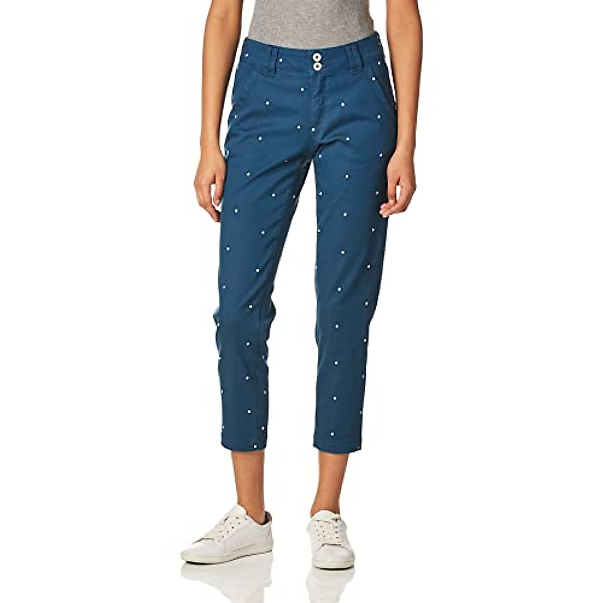 JAG Jeans Women's Flora Chino Crop-Legacy, Pacific Polka dot, 4