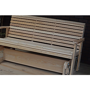Generic 5FT Cypress Roll Porch Glider Made in USA, Unfinished Natural Wood Tone