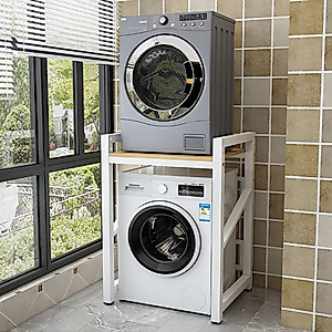 ACLFF Over The Washer Storage Shelf with Adjustable Feet, Over The Dryer Storage Shelf with Countertop, Washing Machine Storage Rack with Shelves, for Bathroom, Laundry Room