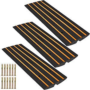 VEVOR Driveway Curb Ramp, 3 Pack 1 Channel Heavy Duty, 33069 Lbs/ 15 Ton Capacity Rubber Driveway Curb Bridge, 2.6" Rise Rubber Ramp for Driveway, Loading Dock, Garage, Sidewalk, Car