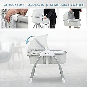 INFANS 2 in 1 Smart Baby Sleeper Bassinet, Automatic Bedside Crib for Infants, Electric Cradle with Remote Control 5 Speed Natural Sway Timing Function 12 Preset Lullabies for Newborn Babies