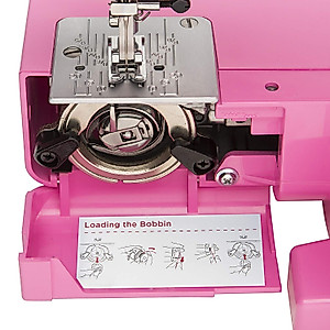 Janome Pink Sorbet Easy-to-Use Sewing Machine with Interior Metal Frame, Bobbin Diagram, Tutorial Videos, Made with Beginners in Mind!