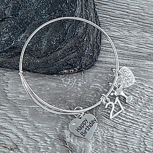Infinity Collection 21st Birthday Gifts for Women, 21st Birthday Charm Bangle Bracelet, Twenty First Bday Gift Ideas for Her