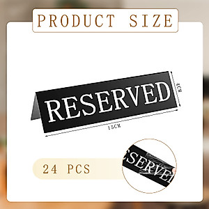 Metal Reserved Table Signs Reserved Sign Reserved Desk Signs Double Sided Table Stand Tents Sign Reserved Seating Signs for Wedding Restaurant Parties Ceremony, 5.91 x 3.15 Inch (Black, 24 Pcs)