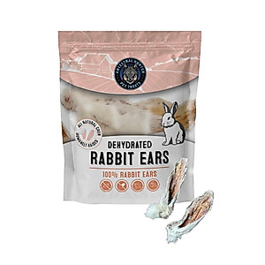 Dehydrated Rabbit Ears for Dogs & Cats - Furry Rabbit Ear Dog Treats - USA Sourced Whole Rabbit Ears with Fur for Dogs - Rawhide Alternative - 100% Single Ingredient Furry Rabbit Ears (6 Count)