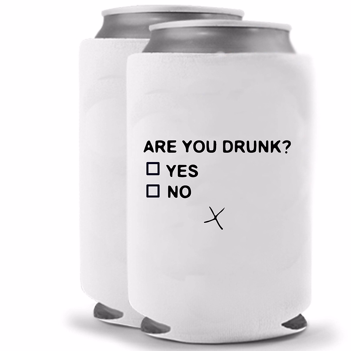 Are You Drunk | Funny Novelty Can Cooler Coolie Huggie - Set of two (2) | Beer Beverage Holder - Craft Beer Gifts | Quality Neoprene Insulated Can Cooler