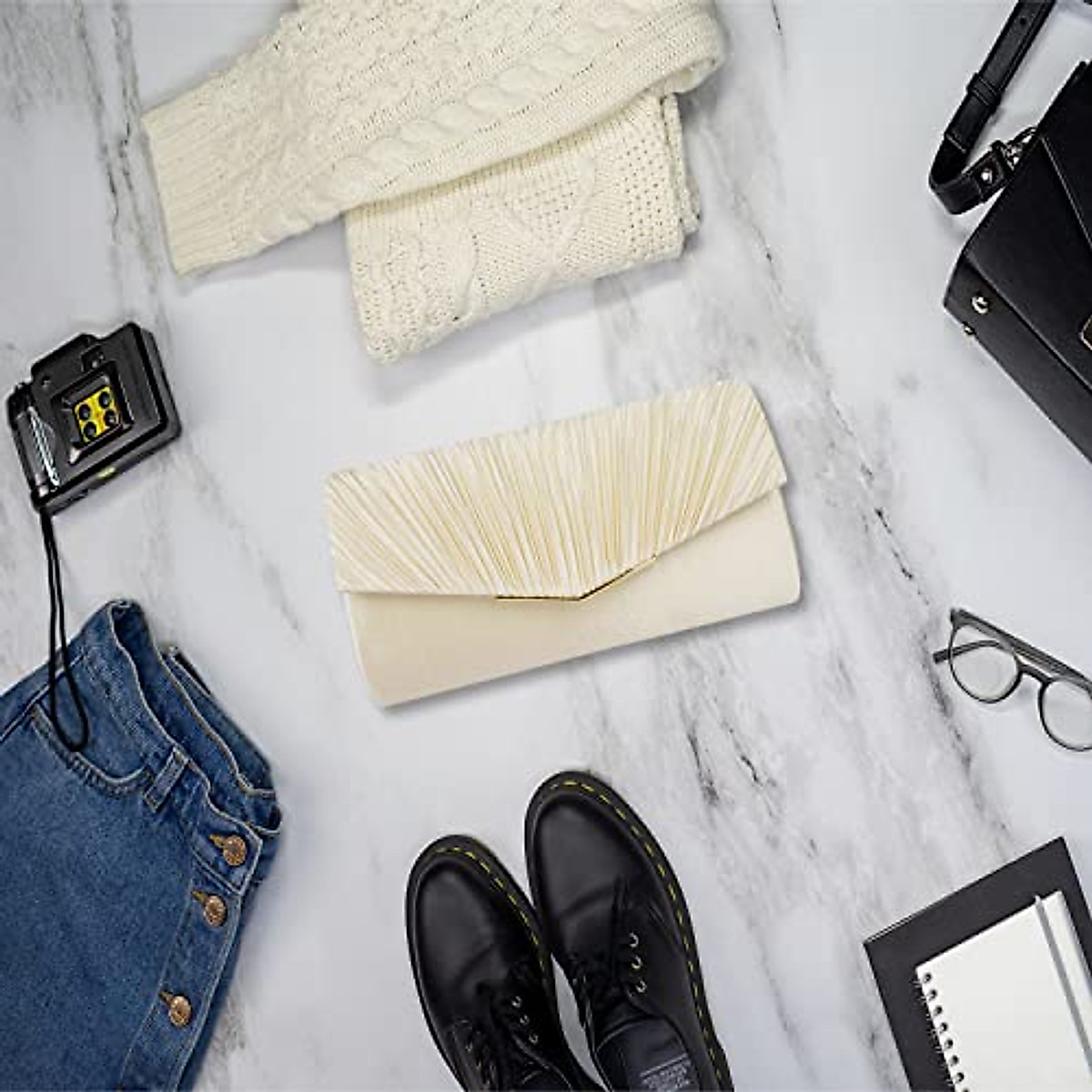 Vtitaxy Large Clutch Evening Bag Purses for Women Wedding, Satin Sparkling Envelope Handbags Formal Bridal Prom Foldover Bag