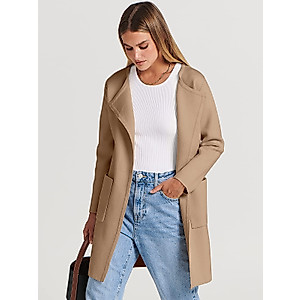 ANRABESS Women's Open Front Knit Lightweight Cardigan Casual Long Coatigan Sweater Lady Jacket Coat 2024 Fall Outerwear Large Khaki