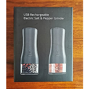 Electric Pepper And Salt Grinder,2pcs Packaged Rechargeable Grinder Set,Built-In Battery Large Storage And Grinding space,Auto Operation with Adjustable Coarseness Grinder(2in1).