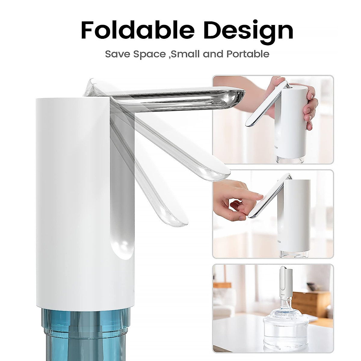 Portable Water Dispenser, 5 Gallon Water Bottle Pump,USB Charging Automatic Drinking Water Pump with Foldable Water Outlet,Portable Water Jug Switch for Home Kitchen Office Camping