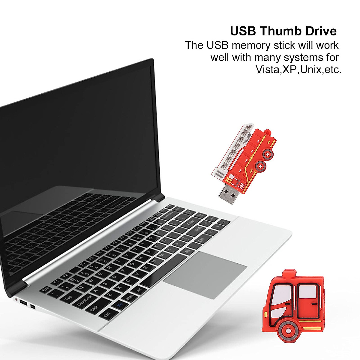 Kafuty-1 Cute USB Flash Drive, Novelty Cartoon Fire Truck Thumb Drive, Pendrive Memory Thumb Stick, Gifts for School Students Kids Children Teacher Collegue Employees(16GB)