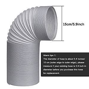 Hotop Air Conditioner Exhaust Hose, 5.9 Inches Diameter and 59 Inches Length Exhaust Vent Hose with Counterclockwise Thread Compatible with Portable Air Conditioner