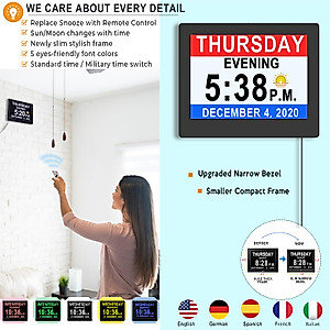 Véfaîî Digital Clock 2.0 with Date and Time for Elderly, 19 Alarms Custom Reminders, Dementia Clock for Seniors, Loud Alarms, Auto DST, Memory Function, Easy to Read (8" Large Black)