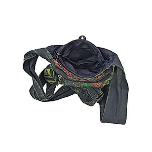 THE COLLECTION ROYAL Dip Dye Cotton Sling Crossbody Shoulder Applique Mini Hobo Bag Green Heart