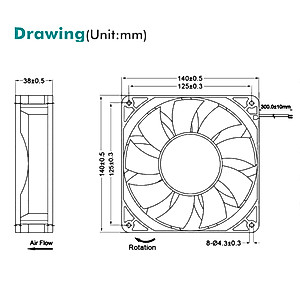 Wathai 140mm x 38mm 12V Exhaust Fan Dual Ball High Airflow 3000RPM DC High Static Pressure CFM Fan for DIY Project Ventilation Cooling
