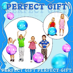 Deekin 2 Pcs 15 Inch 18 Inch Marbleized Bouncy Balls Large Size Ball Inflatable Rubber Playground Sensory Balls Bouncy Toys Balls for Kid Adults Pet Outdoor School Water (Blue and Purple, 18 Inches)