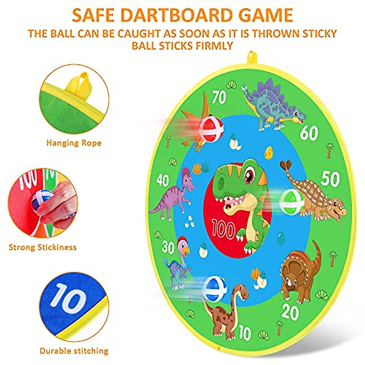 IJO Double Sided Dart Board 29 inch with 12 Sticky Balls-Boys Girls Toys-Indoor/Outdoor Target Game-Party Games for 3 4 5 6 7 8 9 10 11 12 Years Old Boys Girls Childrens