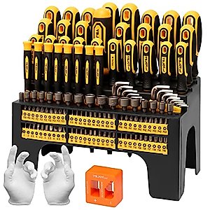 YSJOYTOOL 131-Piece Magnetic Screwdriver Set with Plastic Ranking, Includes Precision screwdriver and Pick & Hook, Ratchet Driver and Hex key, DIY Tools for Men Tools Gift