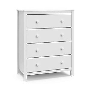 Storkcraft Alpine 4 Drawer Chest (White) – GREENGUARD Gold Certified, Dresser For Nursery, 4 Drawer Dresser, Kids Dresser, Nursery Dresser Drawer Organizer, Chest of Drawers