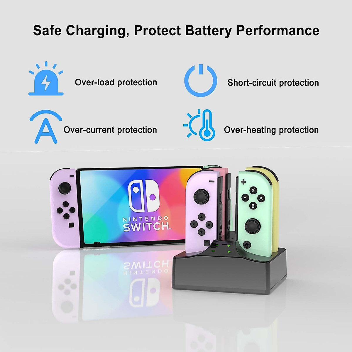 Joycon Charging Dock for Nintendo Switch & Switch OLED, YCCSKY Charger Station for Switch Joy-con with a USB Type-C Charging Cable