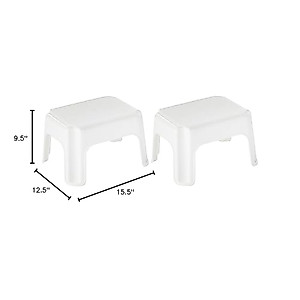 Rubbermaid Step Stool, 9.5-Inch High, White, Plastic, Small Single Step Stool for Kids/Adults in Home/Kitchen/Laundry/Garage/Bathroom (Pack of 2)