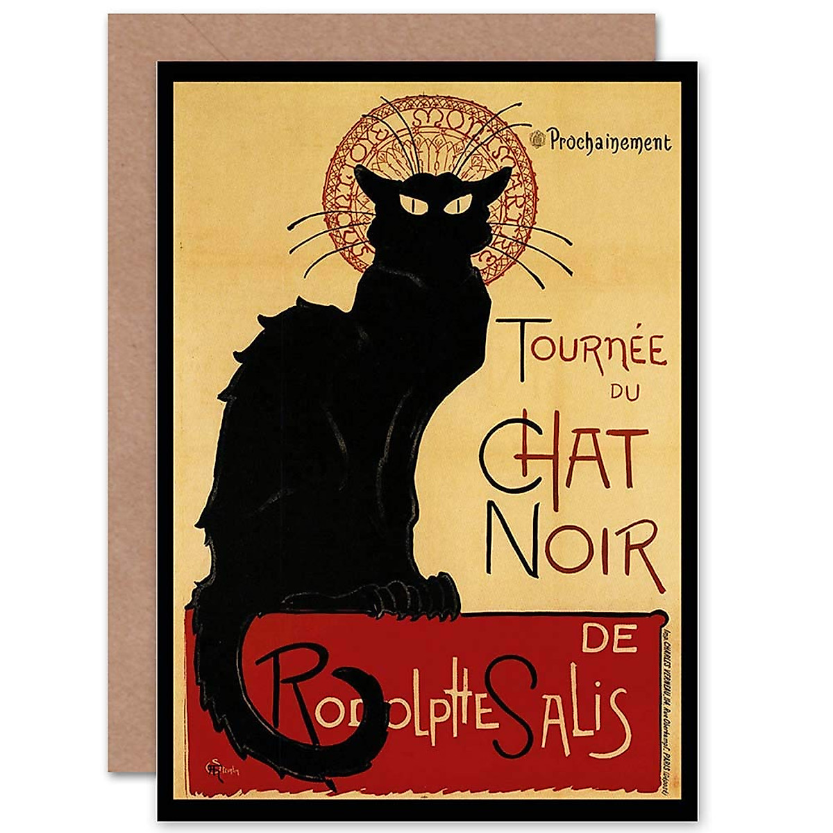 Wee Blue Coo Black Cat Chat Noir Rodolphe Paris France Birthday Sealed Greeting Card Plus Envelope Blank inside