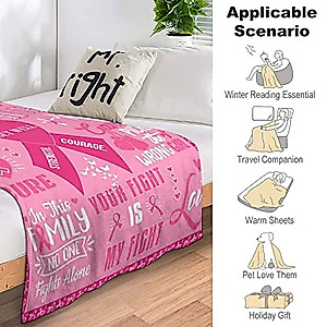 Breast Cancer Gifts for Women Throw Blanket, Get Well Soon Survivor Gifts Breast Cancer Pink Soft Blanket for Women 50"X 60"