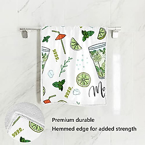 OTVEE Summer Cocktail Mojito Towel Washcloth 30x15 Inch Polyester Fingertip Towel for Home Bathroom Decor