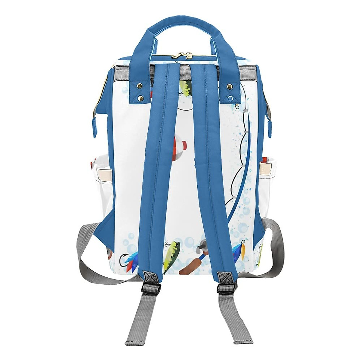 XOZOTY Funny Fishing Diaper Bags Backpack with Name Personalized Nursing Nappy Bag Travel Tote Bag Gifts