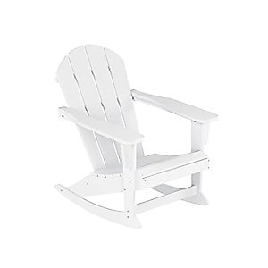WO Home Furniture Patio Rocking Chair Classic Outdoor HDPE UV Weather Resistant (White)