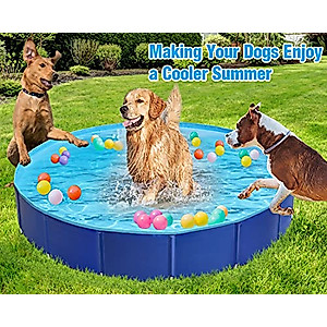 MINK Dog Pools for Large Dogs 63“x12,Durable Puncture-Resistant and Kiddie Pool Hard Plastic - The Dog Bathtub is Constructed with Super Durable 3 Layers Laminated PVC for Long Lasting (XXL-63“x12)