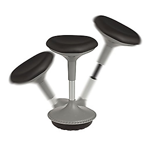 Adjustable Height Active Learning Stool - Padded Office Desk Chair with Rocking, Wobble, Tilting Motion - Black