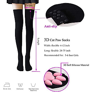 Cat Paw Thigh High Socks, Cute Soft 3D Kitten Paw Pad Claw Toe Beans Stockings for Girls Women Cat Cosplay
