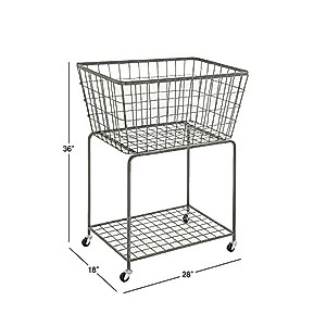Deco 79 Metal Trapezoid Storage Cart with Wheels, 28" x 18" x 36", Gray