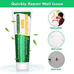 Drywall Repair Kit, 2 Pcs Spackle Wall Repair Patch Kit with Scraper, Wall Mending Agent Large Hole Drywall Patch, Easy to Fill Holes in Home Wall and Quick Repair Crack, Plaster Wall Repair