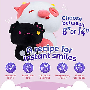 NOMASET Mushroom Plush Kawaii Stuffed Animal Mushroom Pillow Cuddle Buddy with Extra-Soft Fabric and Filling - Cute Mushroom Stuffed Animal for Stress Relief, Room Decor, Plush Gifts 8 Inch Black