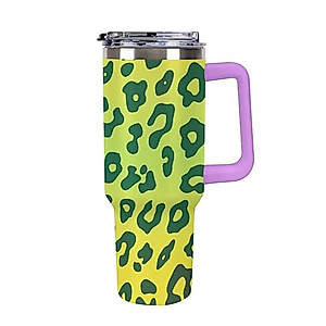 Leopard Pattern Cheetah Insulated Tumbler with Lid And Straw Stainless Steel Travel Coffee Mug 40oz Violet-style