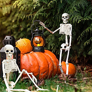4 Packs Posable Halloween Skeleton, Full Body Skeleton Decoration Movable Posable Joints Skeletons, Scary Plastic Skeleton Halloween Skull Decor for Yard Garden Lawn Haunted House Graveyard Props