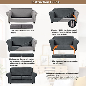 WEERRW Velvet Couch Covers for 2 Cushion Couch Sofa - High Stretch Luxury Velvet Plush 3 Pieces Sofa Slipcovers with Elastic Bottom, Furniture Protector for Pets, Machine Washable, Dark Grey, Medium