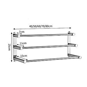 RUTAVM Towel Bar Rack Towel Rack 3-Tier Bath Towel Rail Stainless Steel Wall Mounted Towel Holder Towel Bar for Kitchen Bathroom for Bathroom (Size : 40cm)